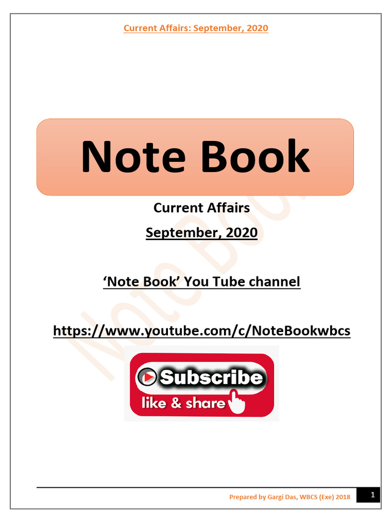 September 2020 Current Affairs Summary | PDF | Narendra Modi