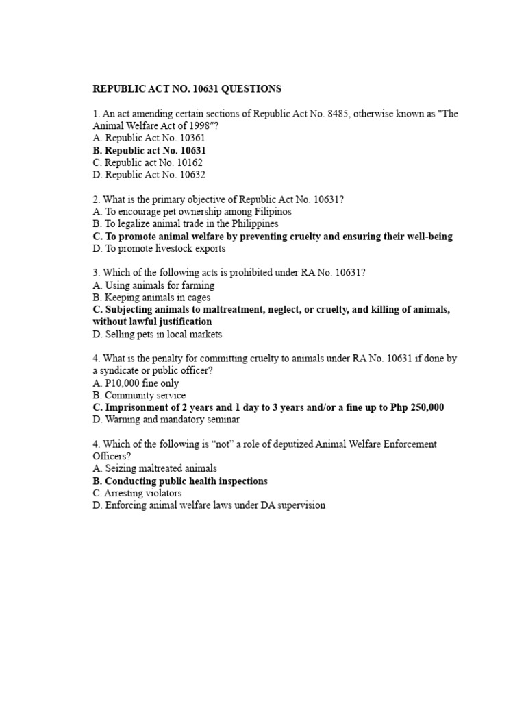 RA 10631: Animal Welfare Penalties | PDF