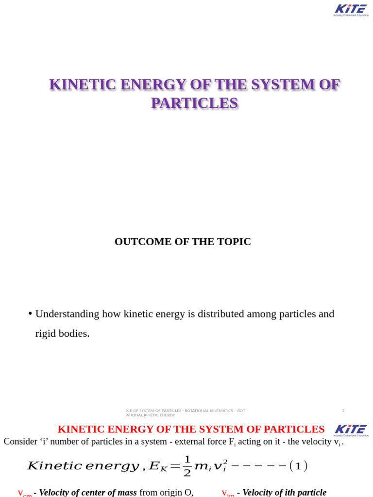 Motion of The CM, Kinetic Energy of The System of Particles | PDF | Rotation Around A Fixed Axis ...