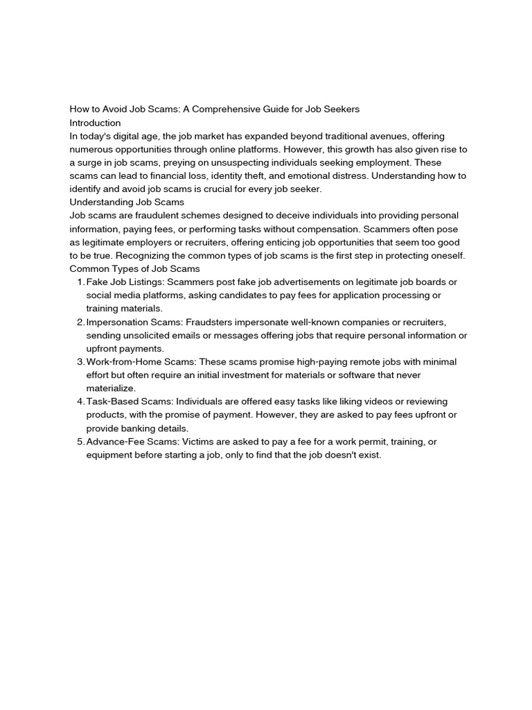 Avoiding Online Job Scams Guide | PDF