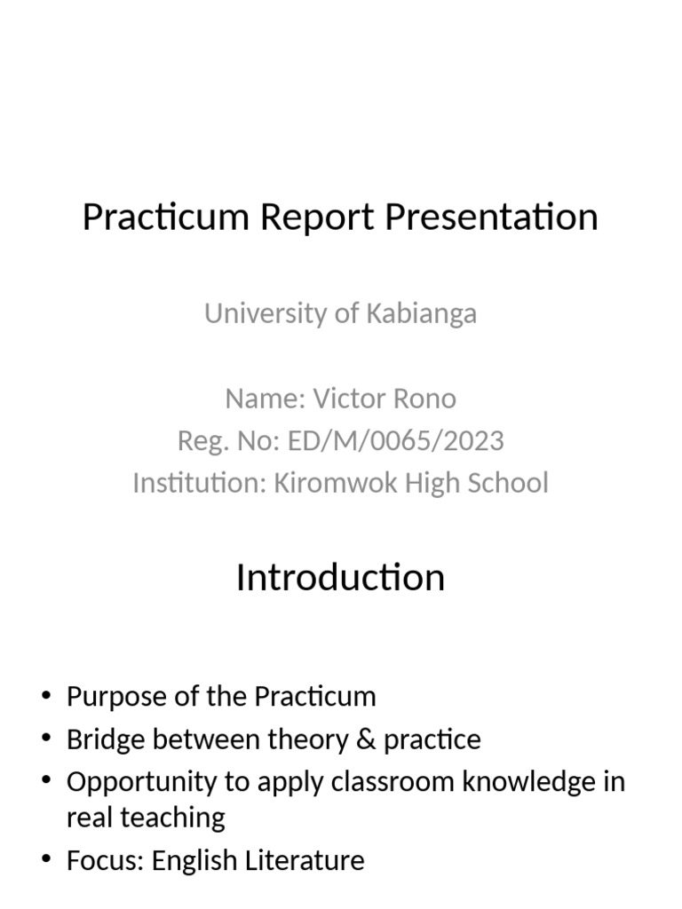 Practicum Report: Teaching English Literature | PDF | Educational ...