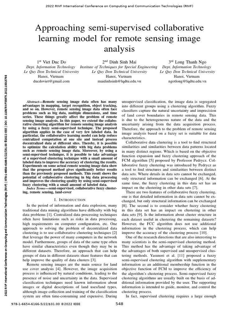 Approaching Semi-supervised Collaborative Learning Model for Remote Sensing Image Analysis | PDF ...