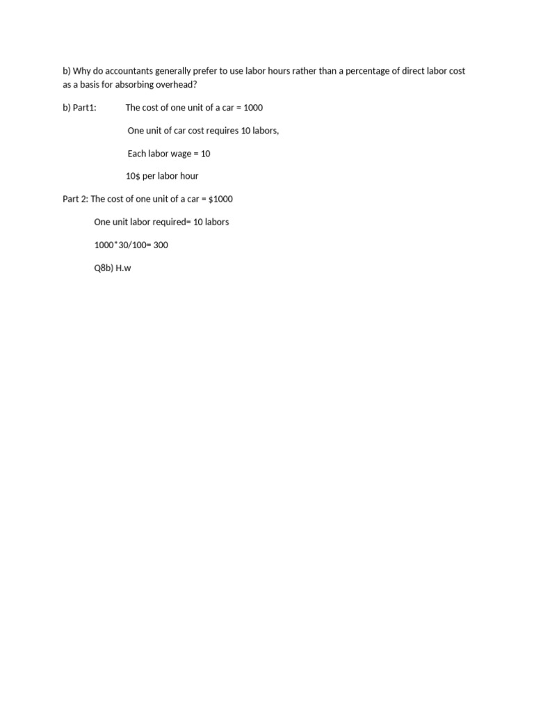 Labor Hours vs. Labor Cost in Overhead | PDF