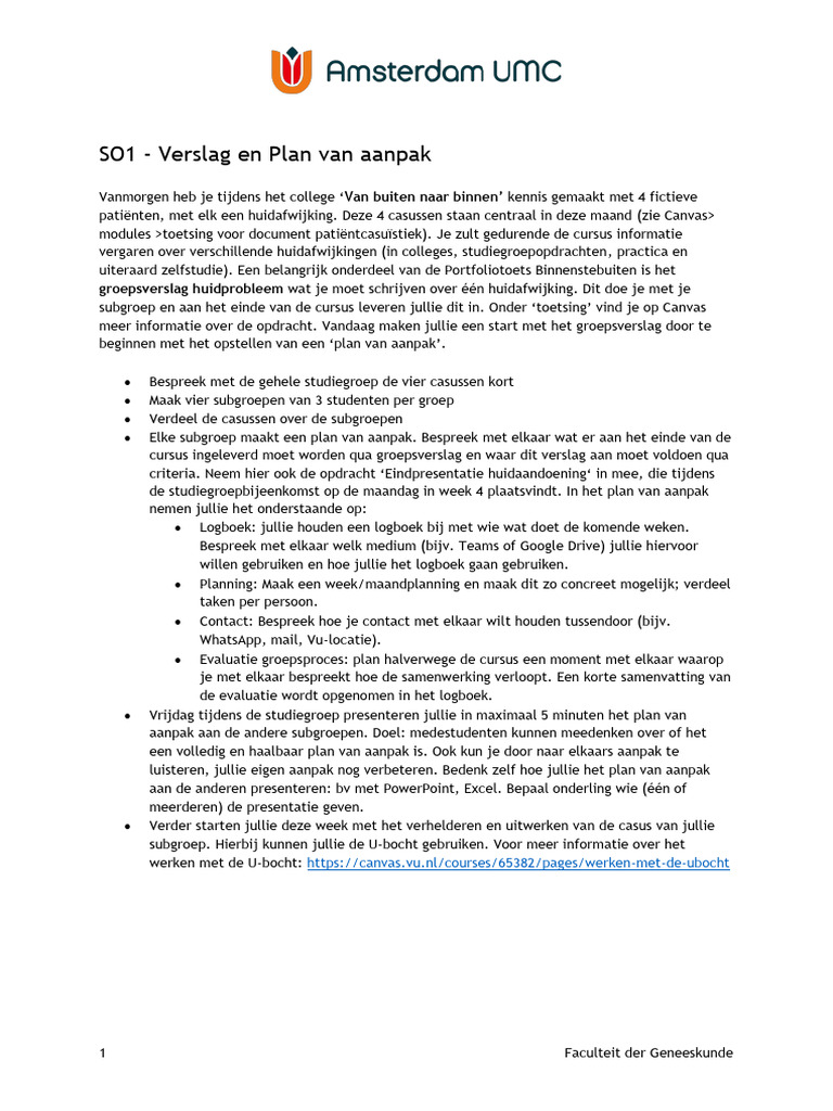 WK1 SO1 - Verslag en Plan Van Aanpak | PDF