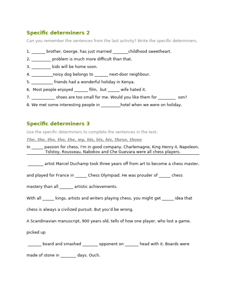 Specific Determiners 2 | PDF