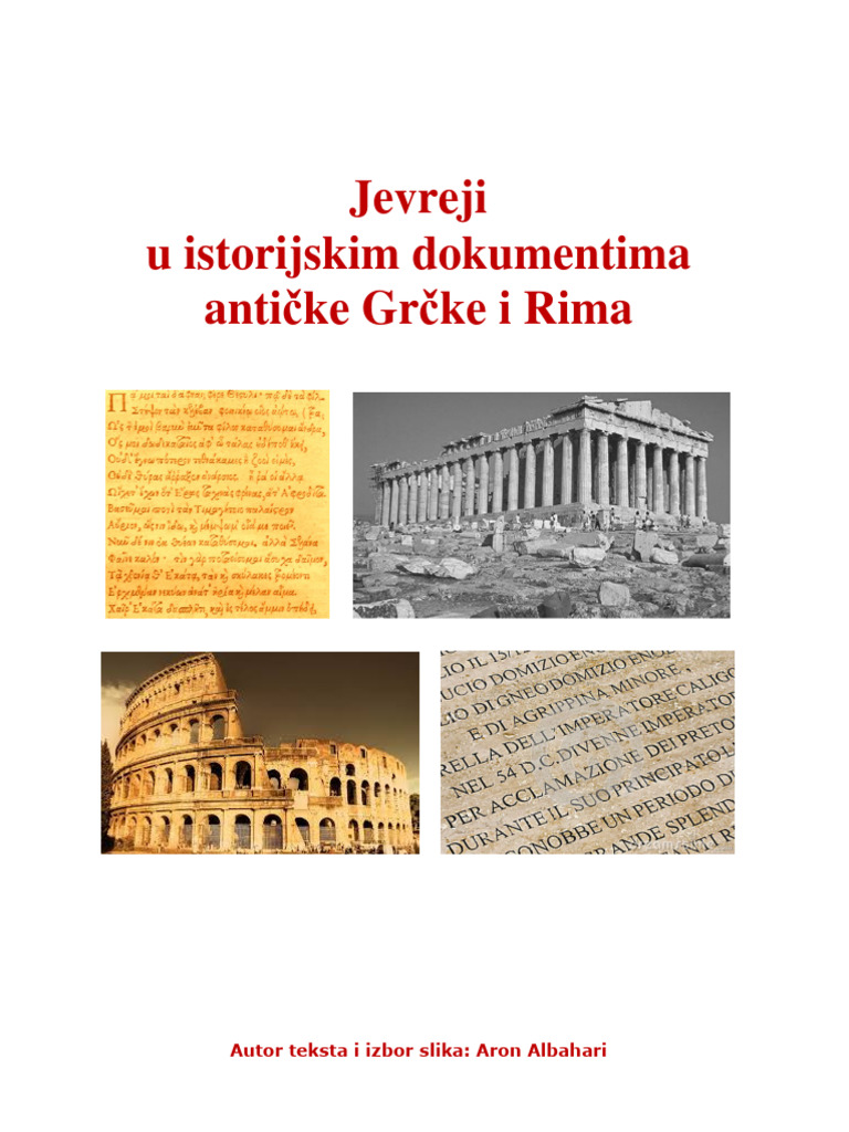 Jevreji u Istorijskim Dokumentima Anticke Grcke i Rima | PDF