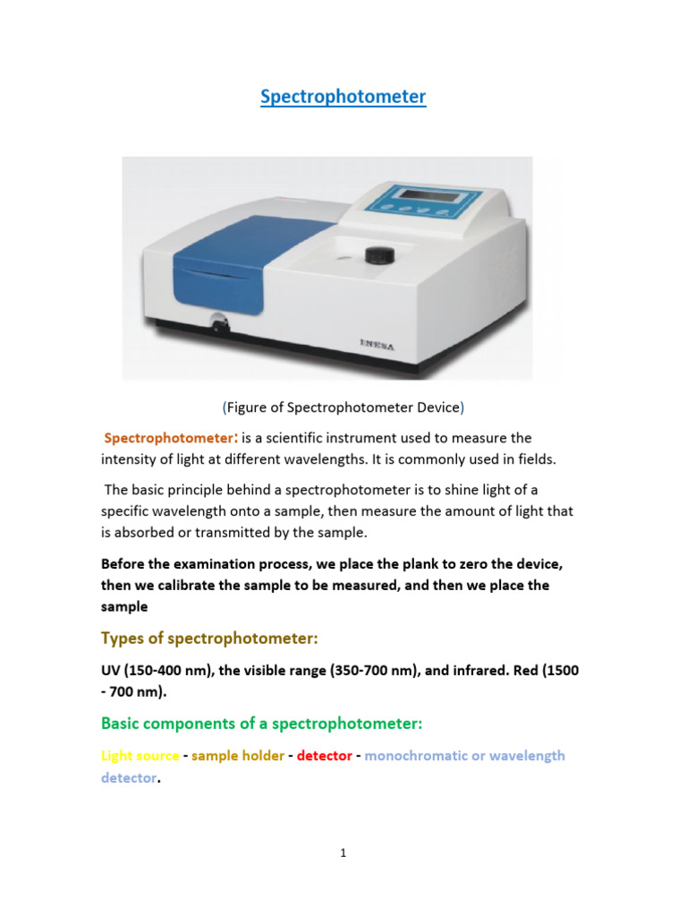 Spectrophotometer Overview and Functionality | PDF | Spectrophotometry ...