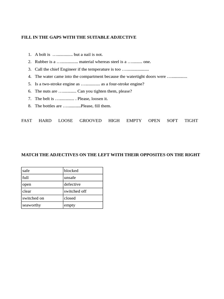 Vocabulary Activity Characteristics and State 2 | PDF
