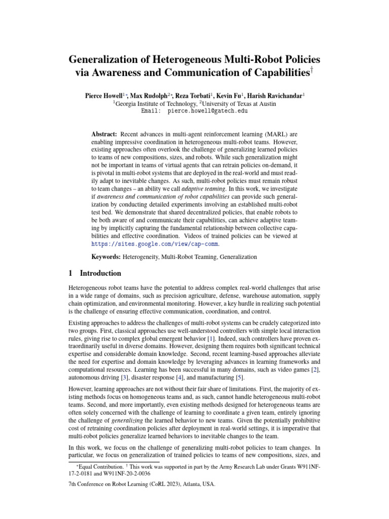 Generalization of Heterogeneous Multi-Robot Policies | PDF
