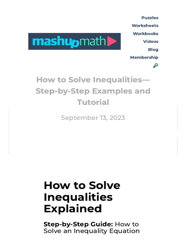 How To Solve Inequalities-Step-by-Step Examples and Tutorial - Mashup Math | PDF | Inequality ...