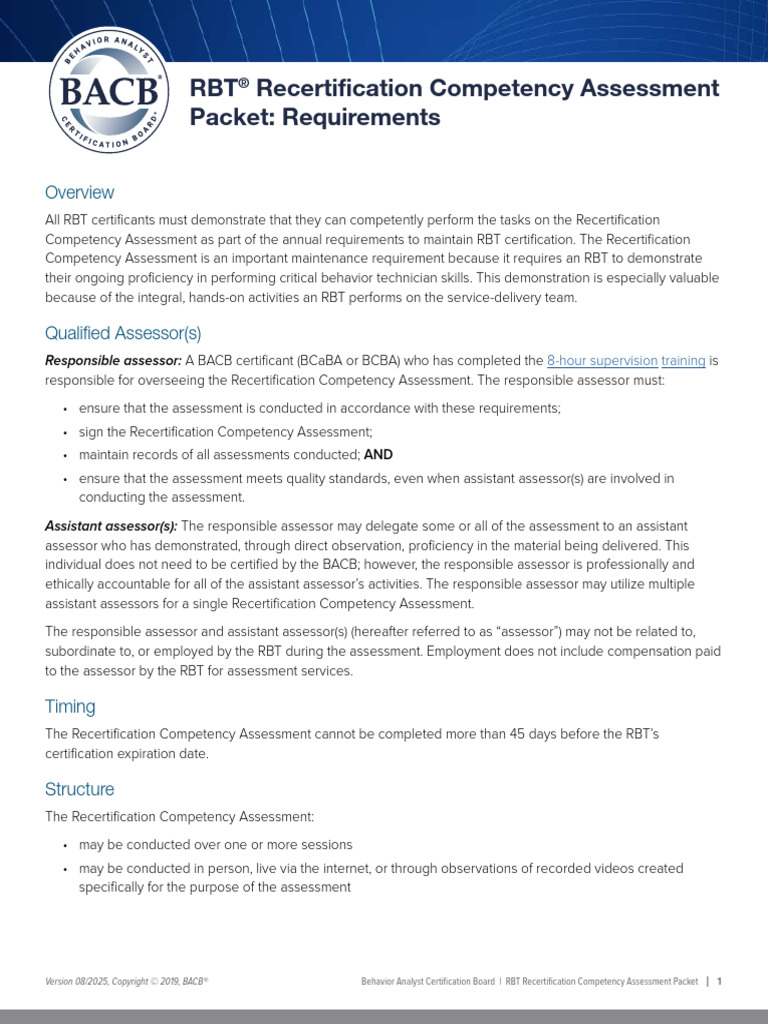 RBT Recertification Competency Guide | PDF | Reinforcement ...