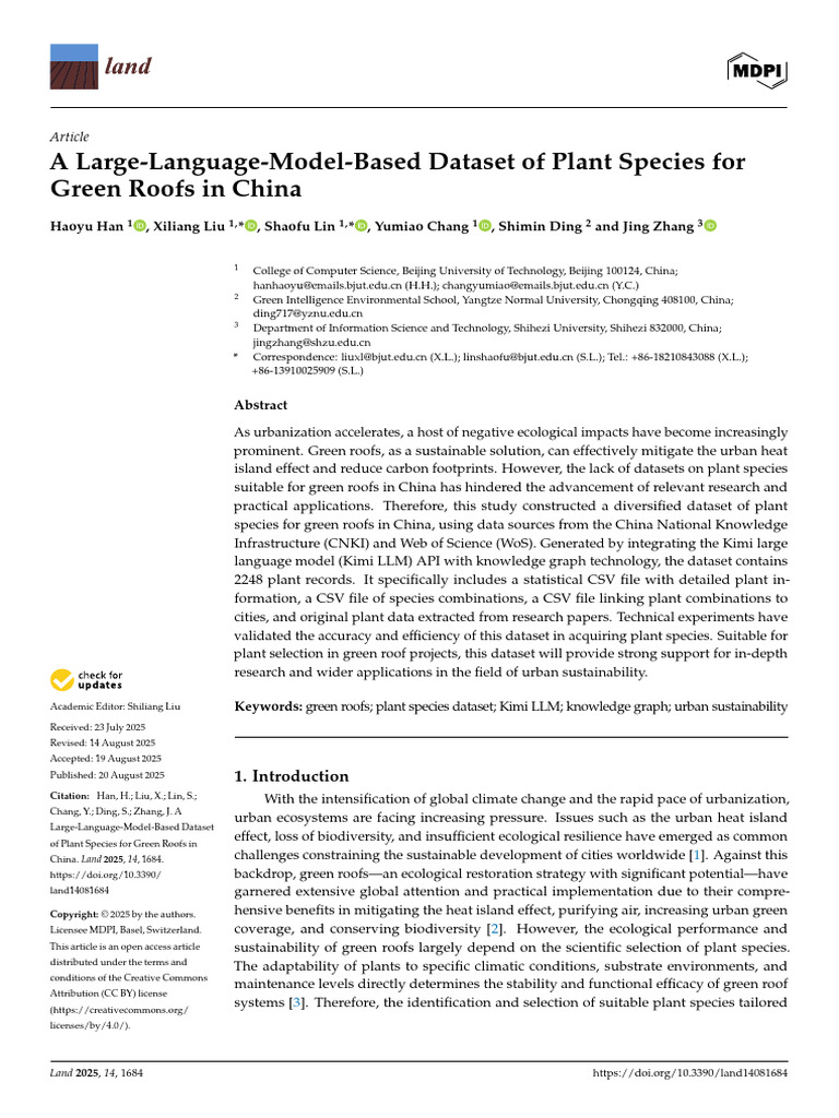 A Large-Language-Model-Based Dataset of Plant Spec | PDF | Ecology ...