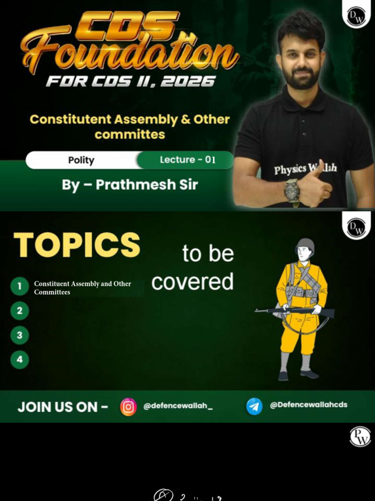 Constituent Assembly and Other Committees 01 - Class Notes | PDF