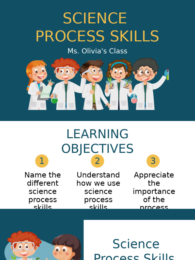 Science Process Skills Education Presentation in Teal and White Cartoon Style | PDF