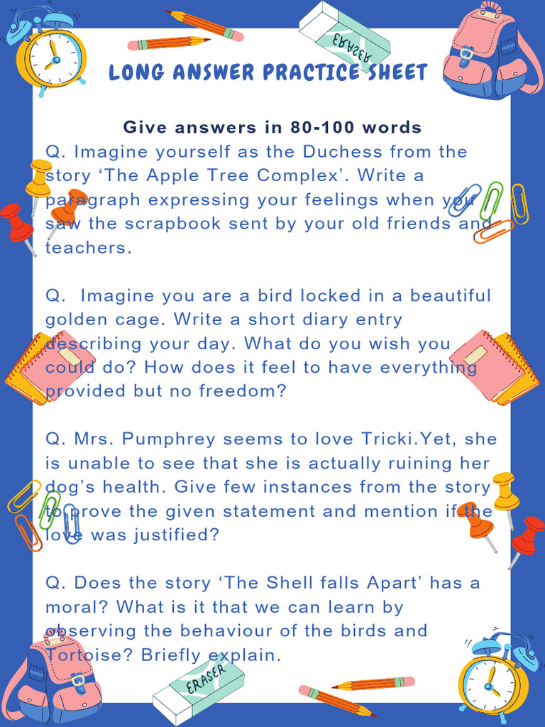 Long Answer Practice Sheet | PDF