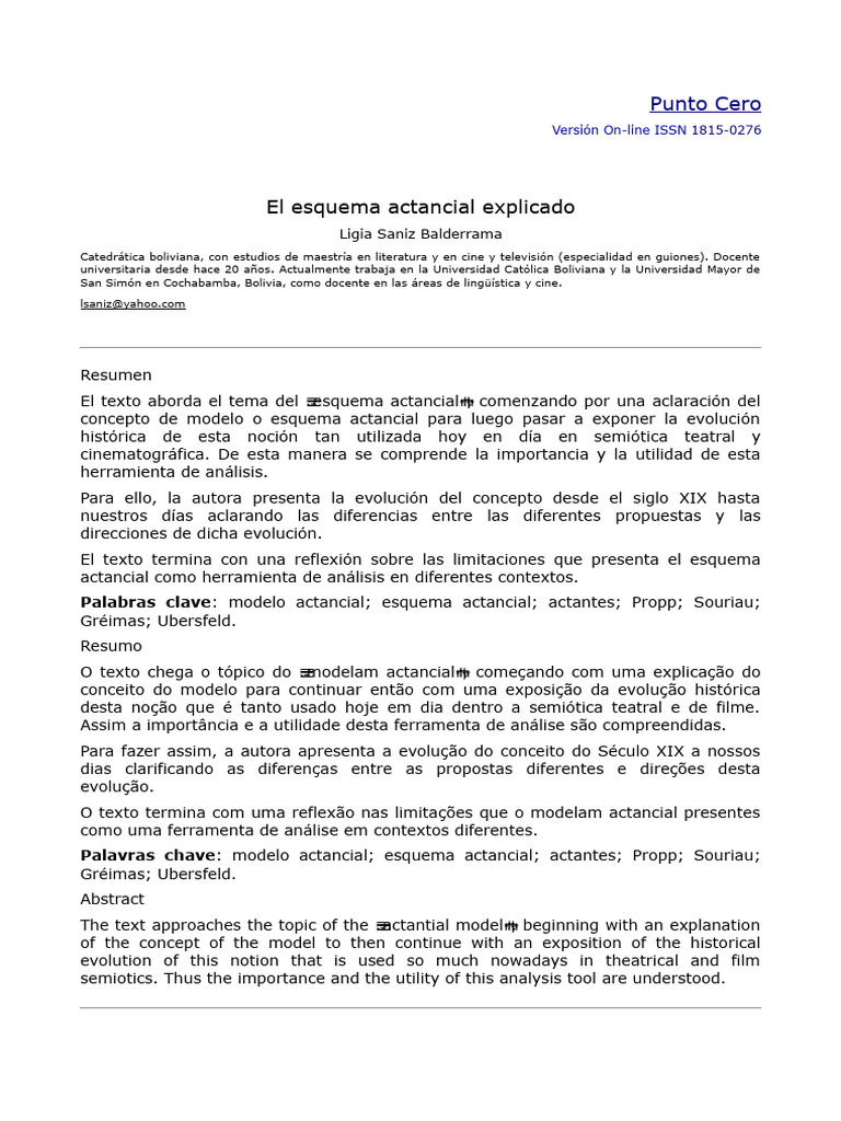 Esquema Actancial: Evolución y Análisis | PDF