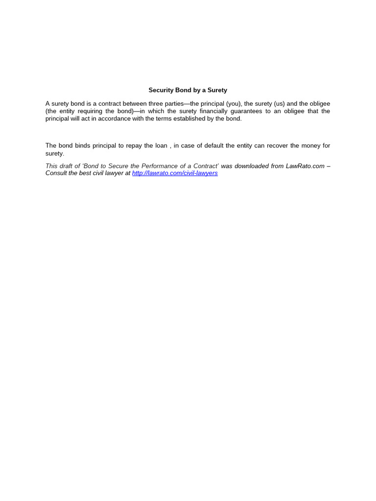 Surety Bond Agreement Template | PDF | Surety | Guarantee