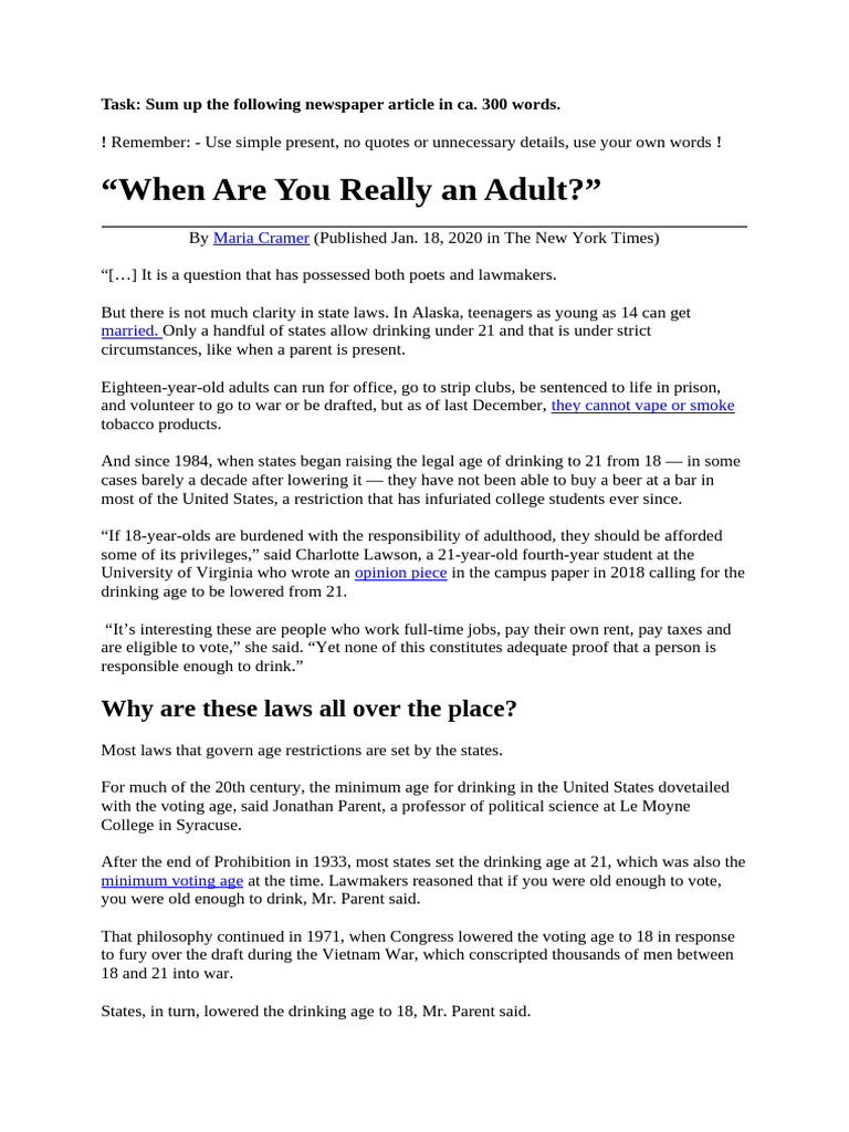 Legal Age Confusion in Adulthood | PDF | Adults | Justice