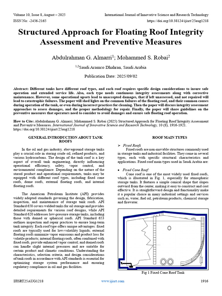 Floating Roof Integrity Assessment Guide | PDF | Leak