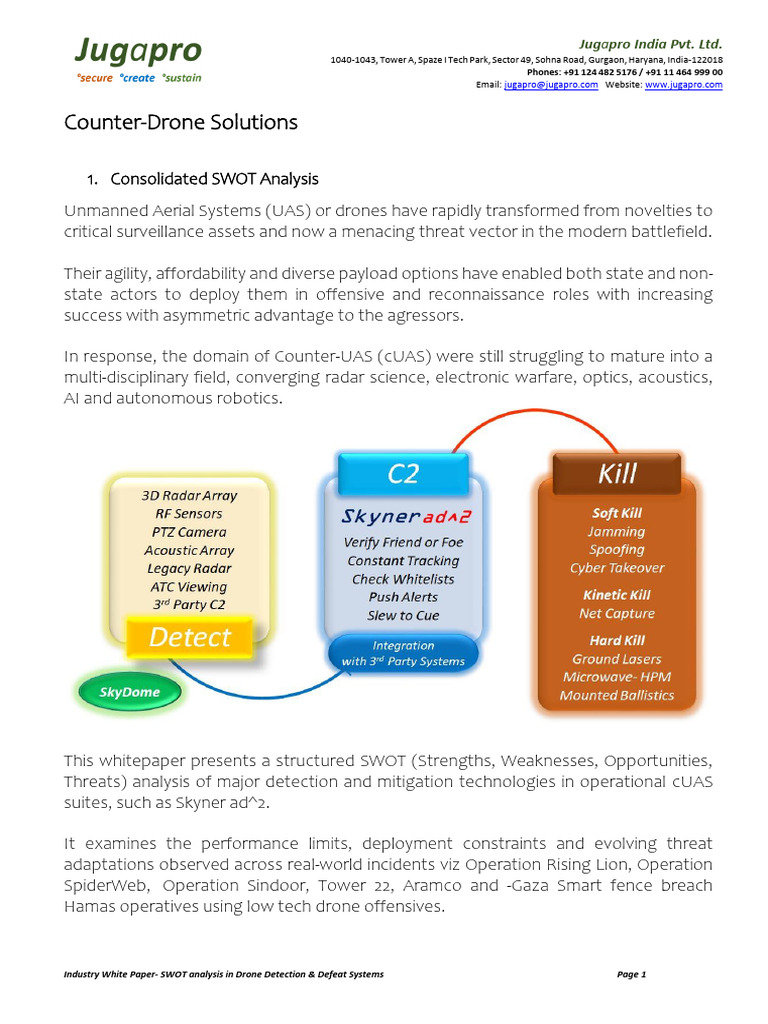 Combating The Drone Intrusions - SWOT Analysis | PDF | Unmanned Aerial ...