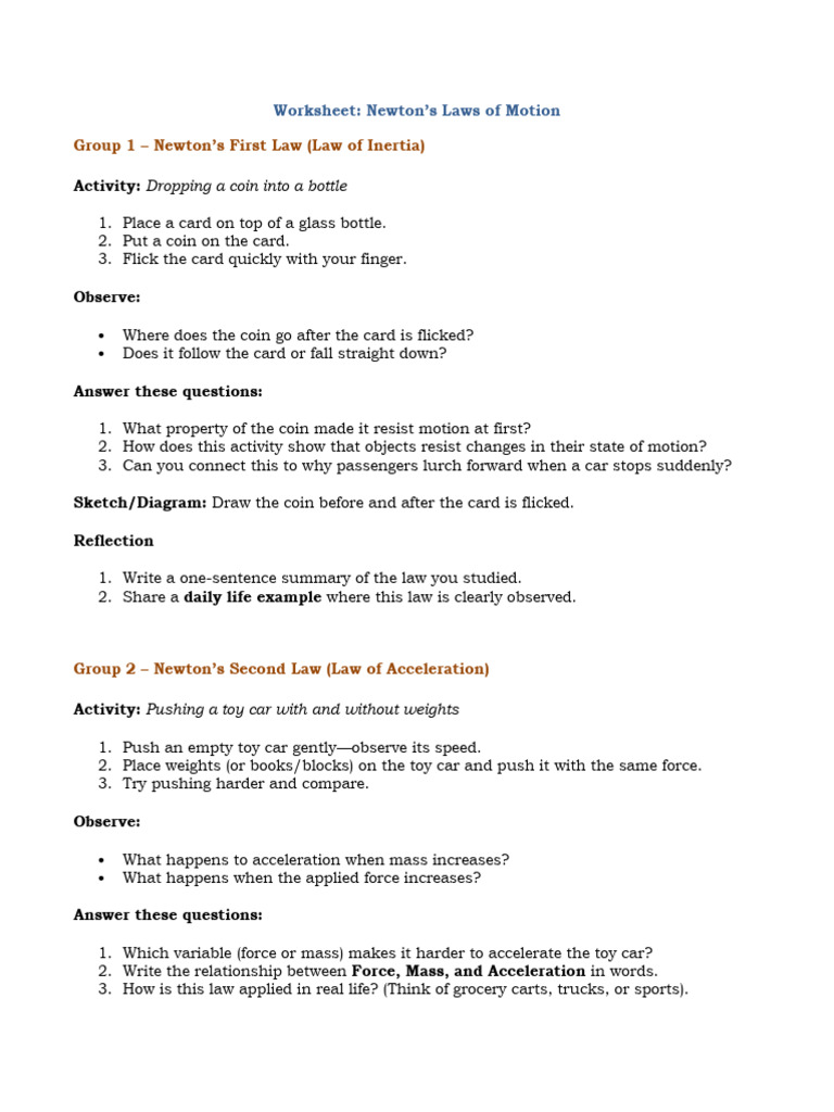 Q2 Activity 1 Newtons Laws | PDF | Force | Newton's Laws Of Motion