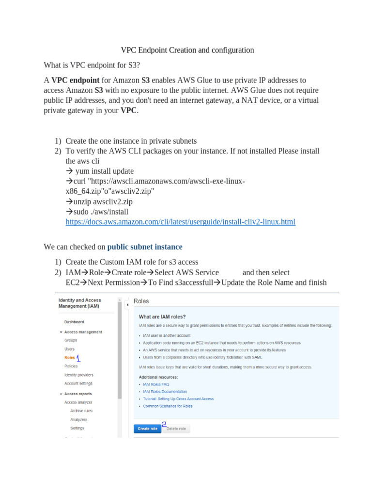 VPC Endpoint Creation and Configuration | PDF