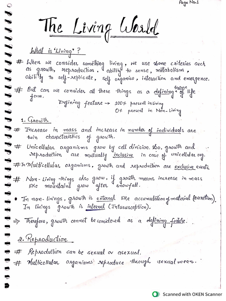 Chapter 1 The Living World Class 11 Biology | PDF