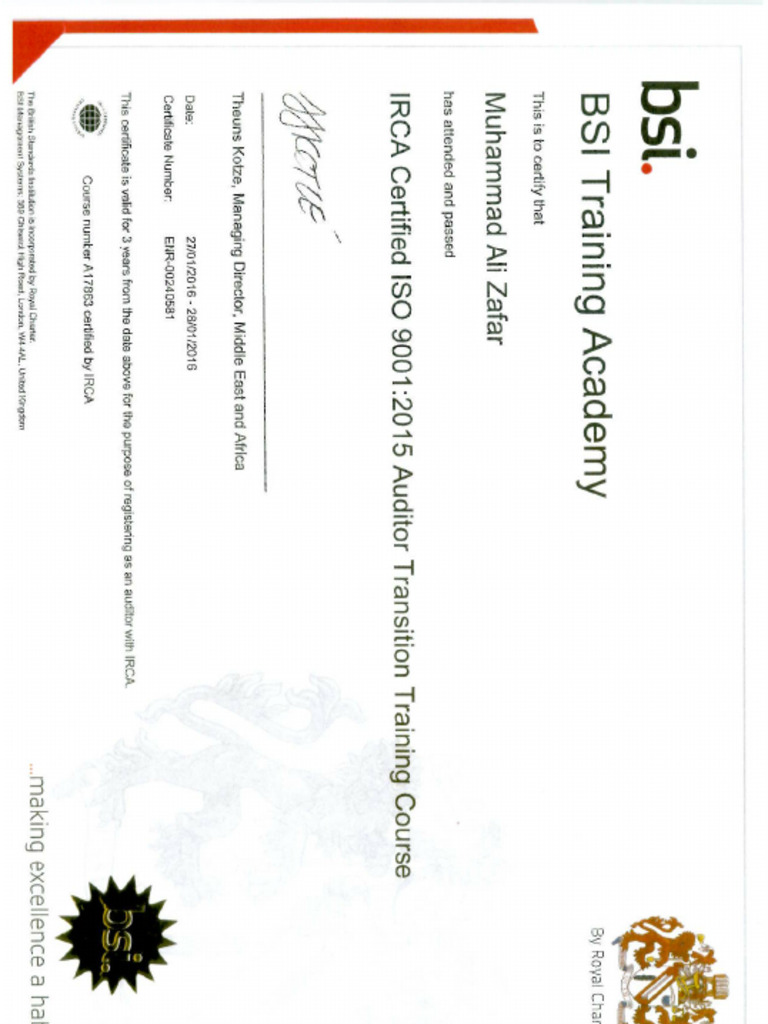 ISO 9001-2015 Transition Course | PDF