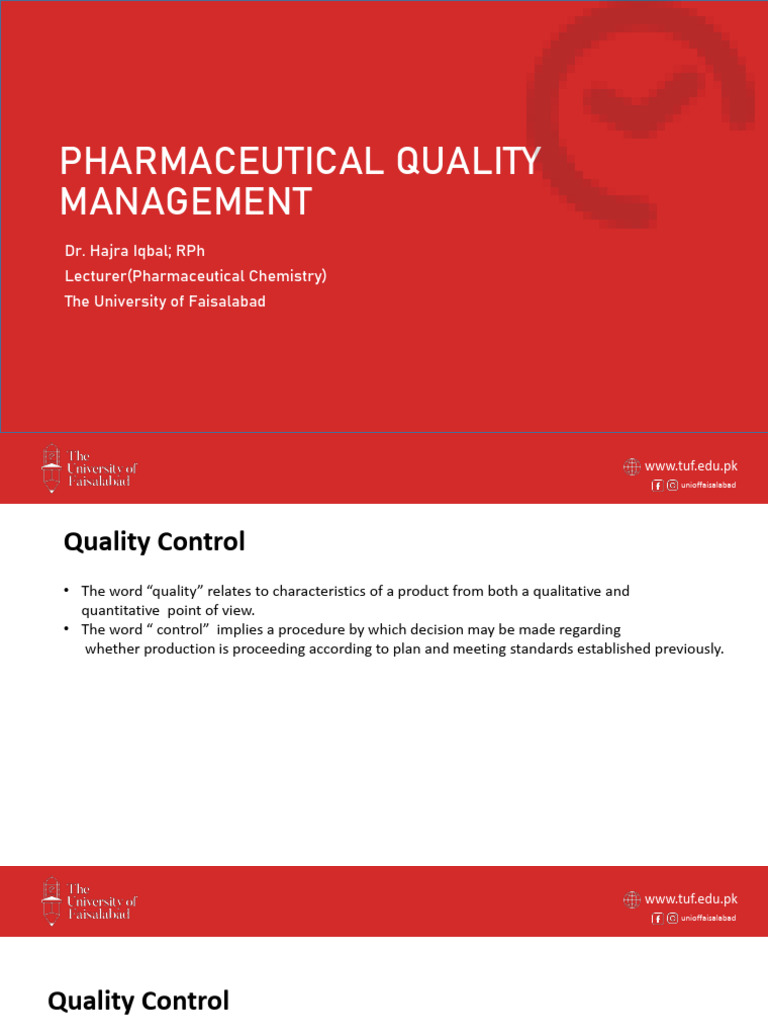 Pharmaceutical Quality Management Overview | PDF | Assay ...
