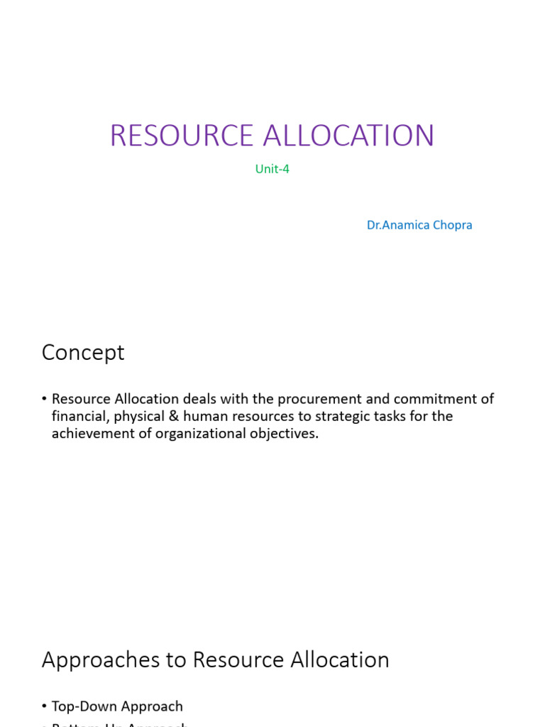 Resource Allocation | PDF
