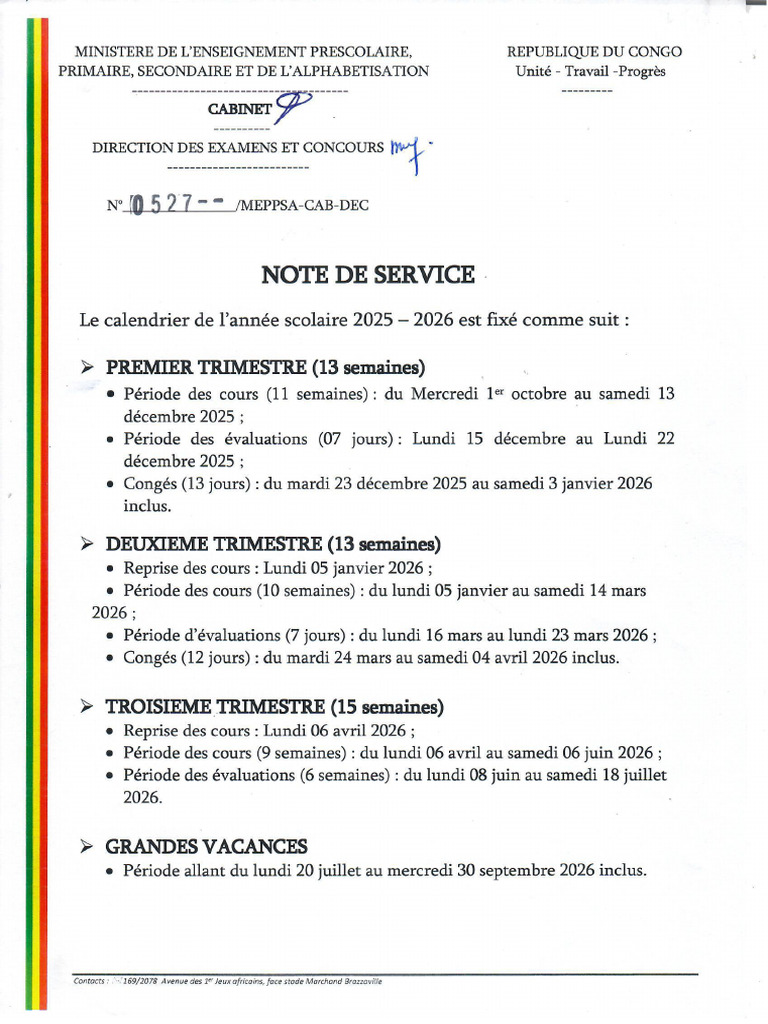 Calendrier de La Rentree Scolaire 2025-2026 | PDF