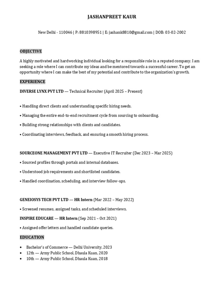 Jashanpreet Kaur Resume | PDF