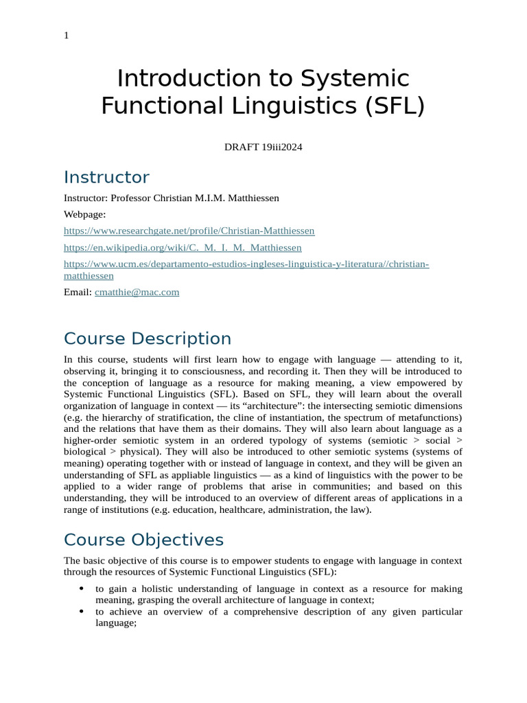 Introduction to Systemic Functional Linguistics | PDF | Linguistics ...