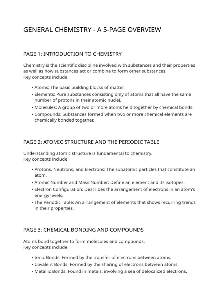 General Chemistry Overview | PDF | Chemistry | Chemical Substances