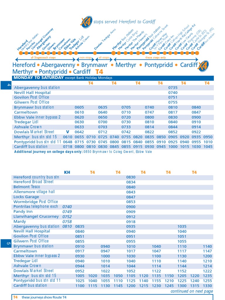 Timetable 21074 X4-T4 | PDF | Bus Transport | Transport