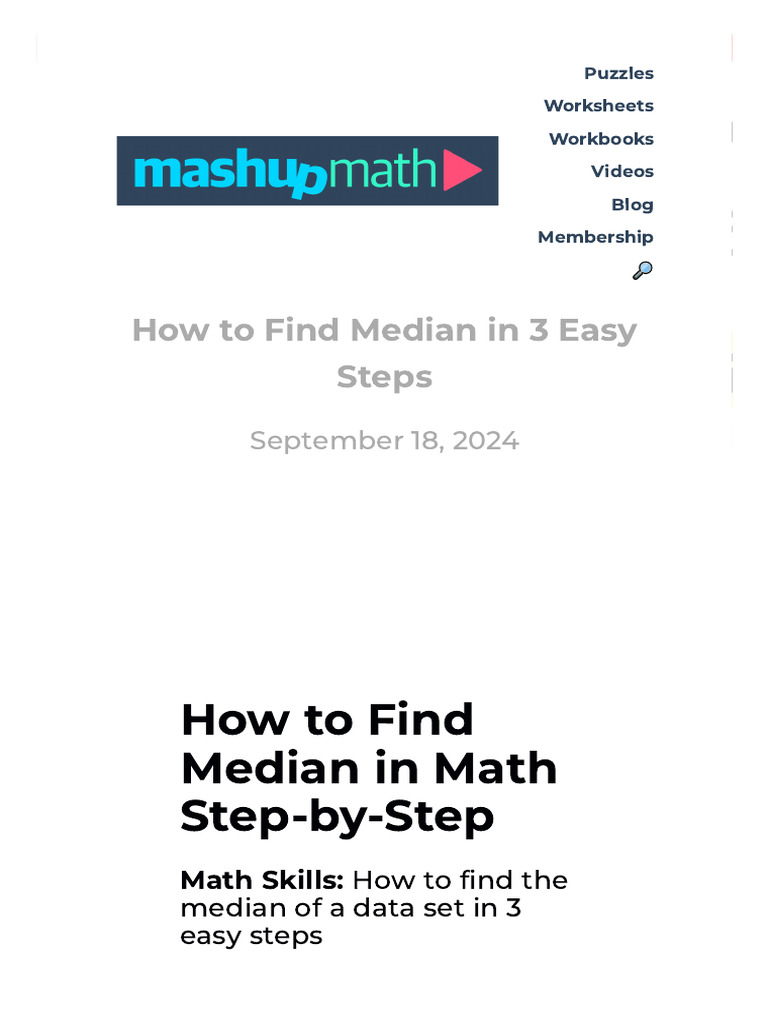 Find Median in 3 Simple Steps | PDF | Median | Average