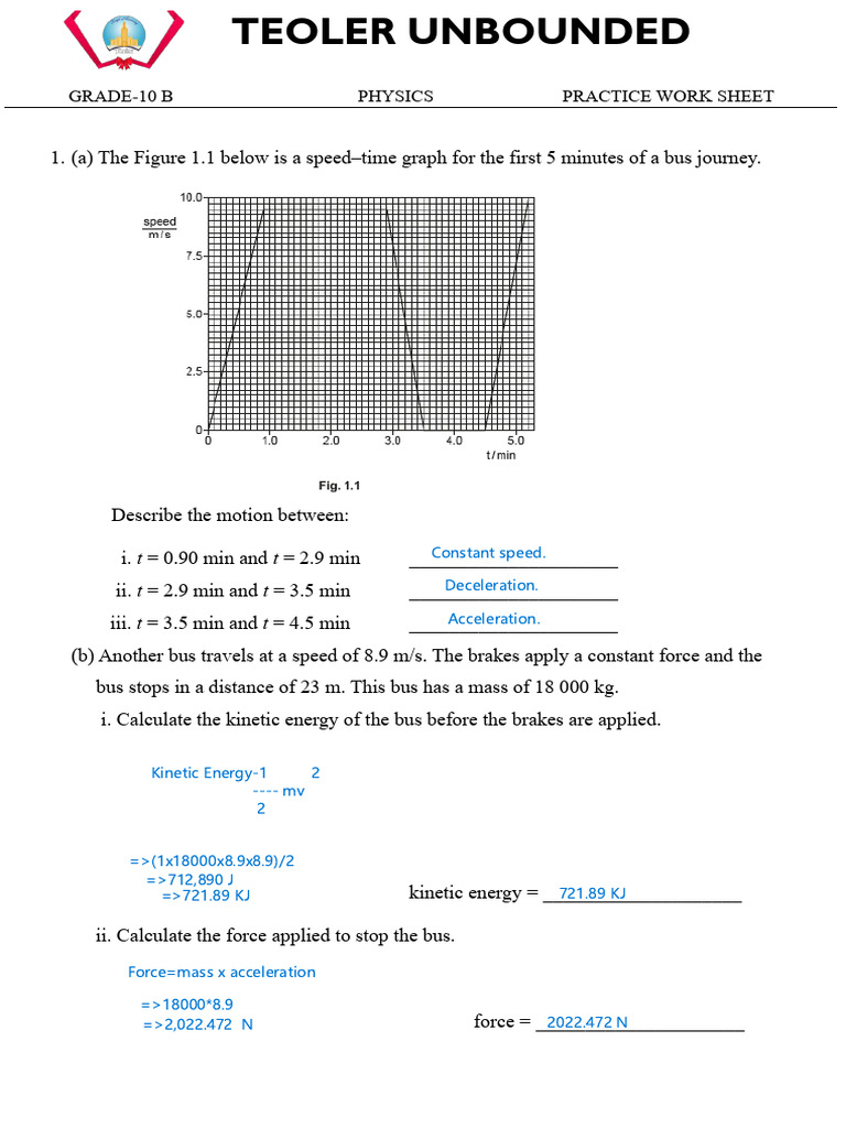 Grade 10 Physics Practice Worksheet | PDF | Force | Physical Phenomena