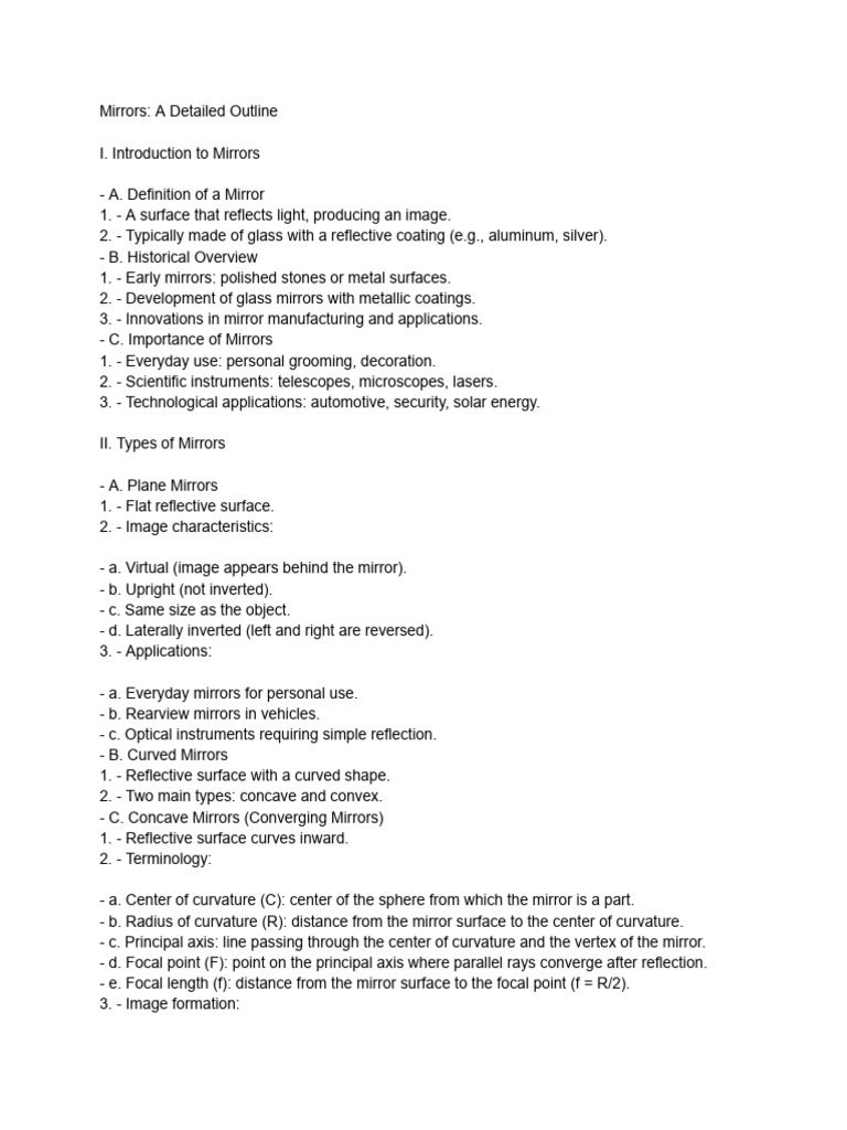 Comprehensive Guide to Mirrors | PDF