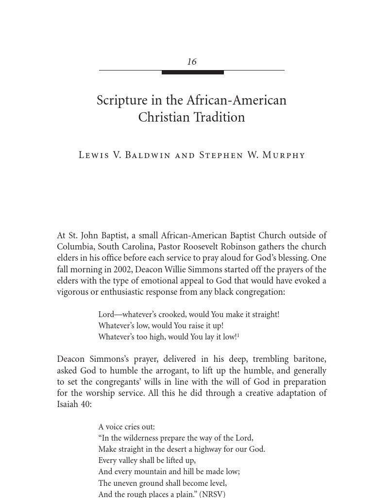 Scripture in The African-American Christian Tradition | PDF | Slavery ...