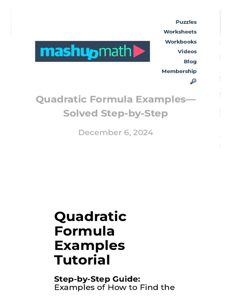 Step-by-Step Quadratic Formula Guide | PDF | Quadratic Equation ...