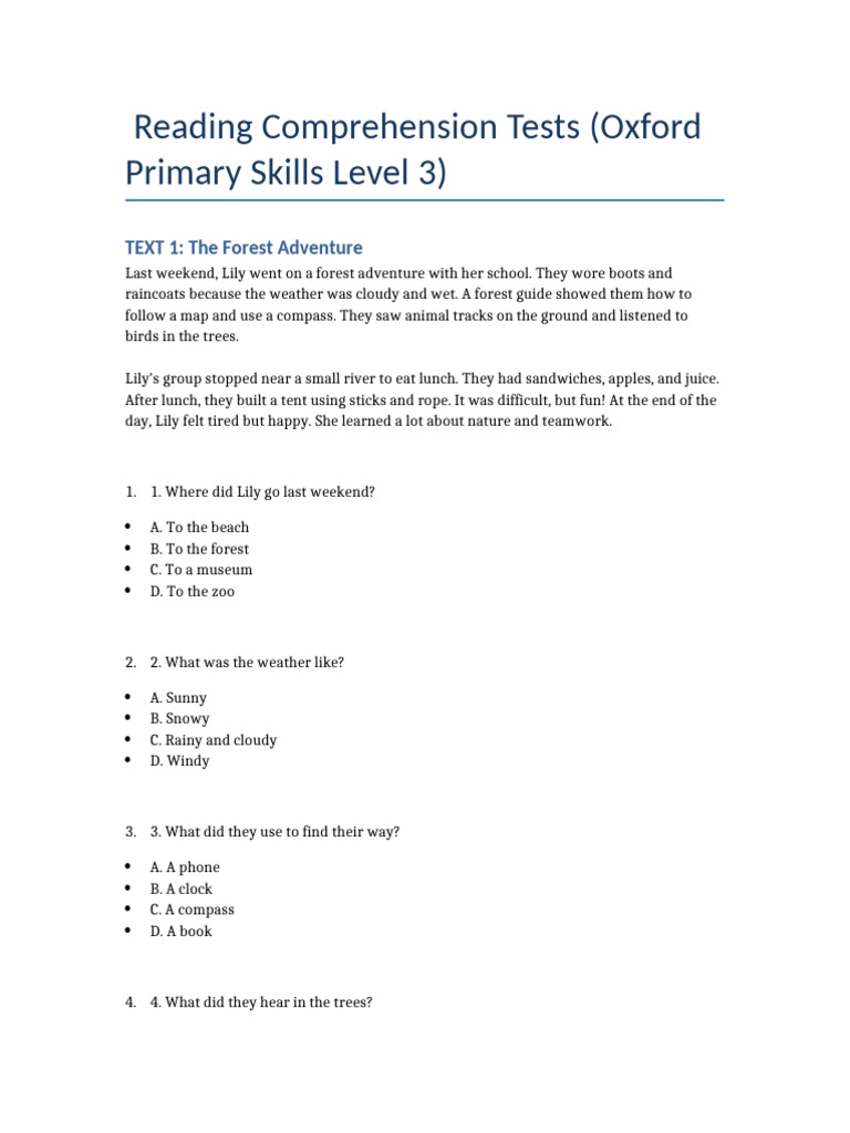 Reading Comprehension for Kids | PDF