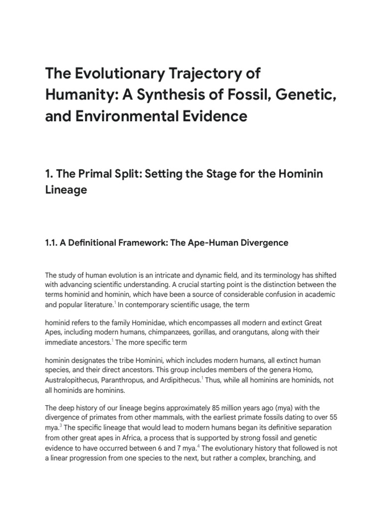 Human Evolution - Deep Research Plan | PDF | Bipedalism | Hominidae