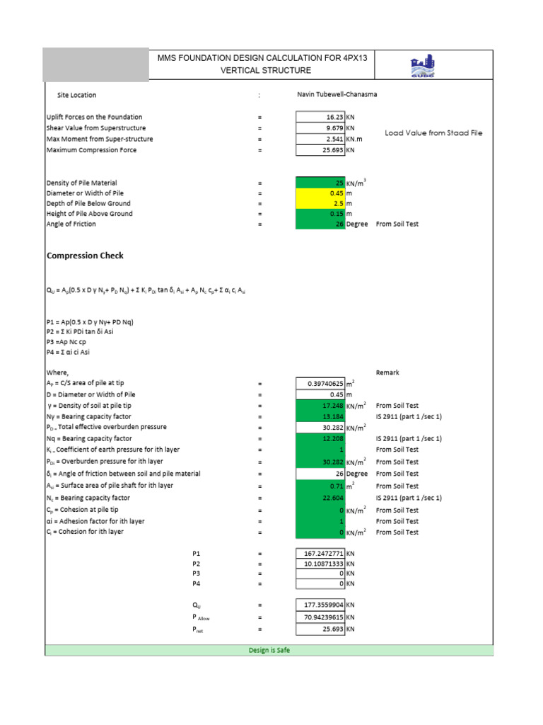 Foundation Design Calculation 4PX13 | PDF | Mechanics | Geotechnical ...
