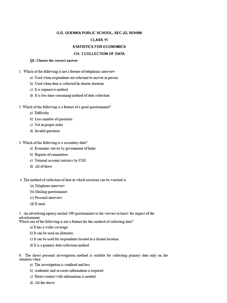Worksheet Collection of Data | PDF | Questionnaire | Census