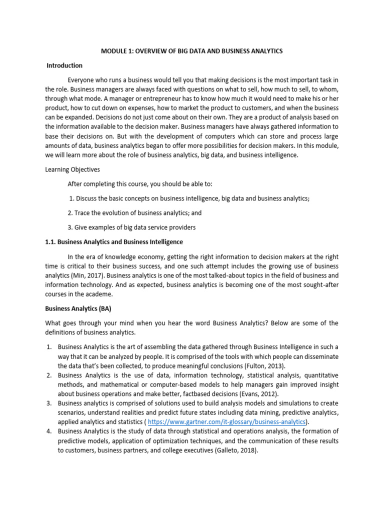 Module 1 Introduction To Business Analytics | PDF | Business ...