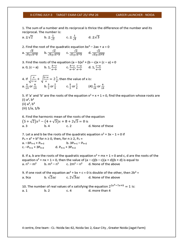 Algebra X Citing July 3 | PDF
