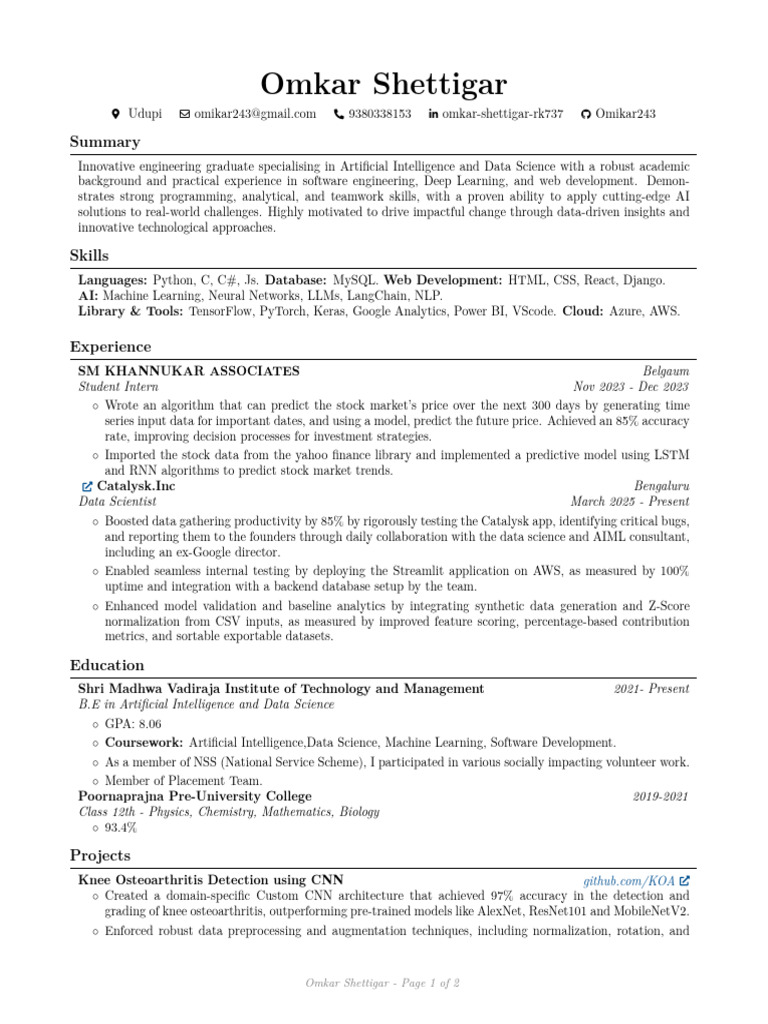 Omkar Shettigar: Languages: Database: Web Development: AI: Library ...
