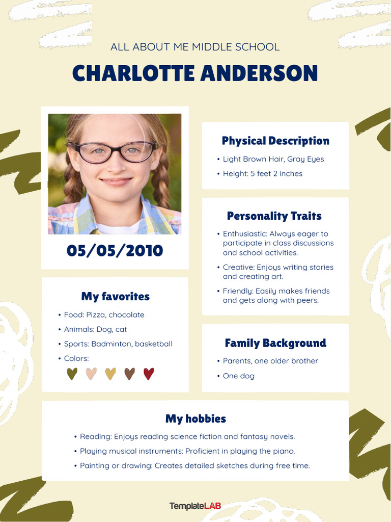 All About Me Middle School Template | PDF