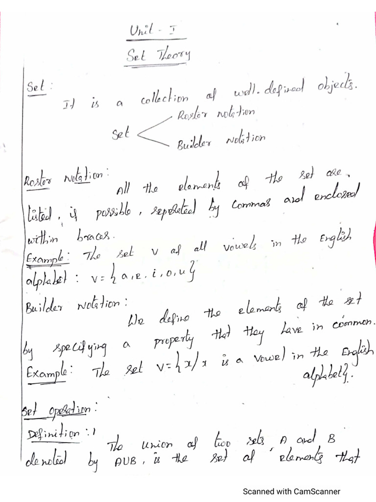 Discrete Maths Handwritten - Notes - Unit 1-Part I | PDF