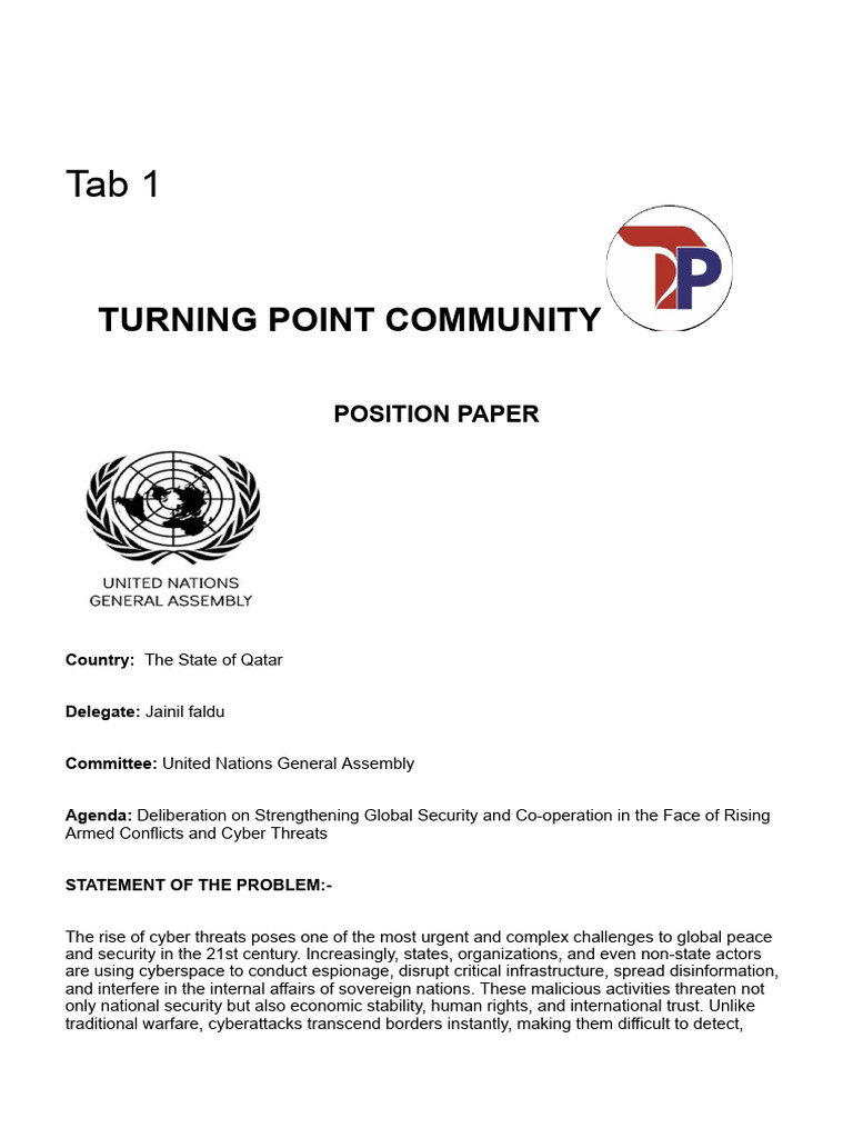Qatar's Position on Global Cybersecurity | PDF | United Nations ...